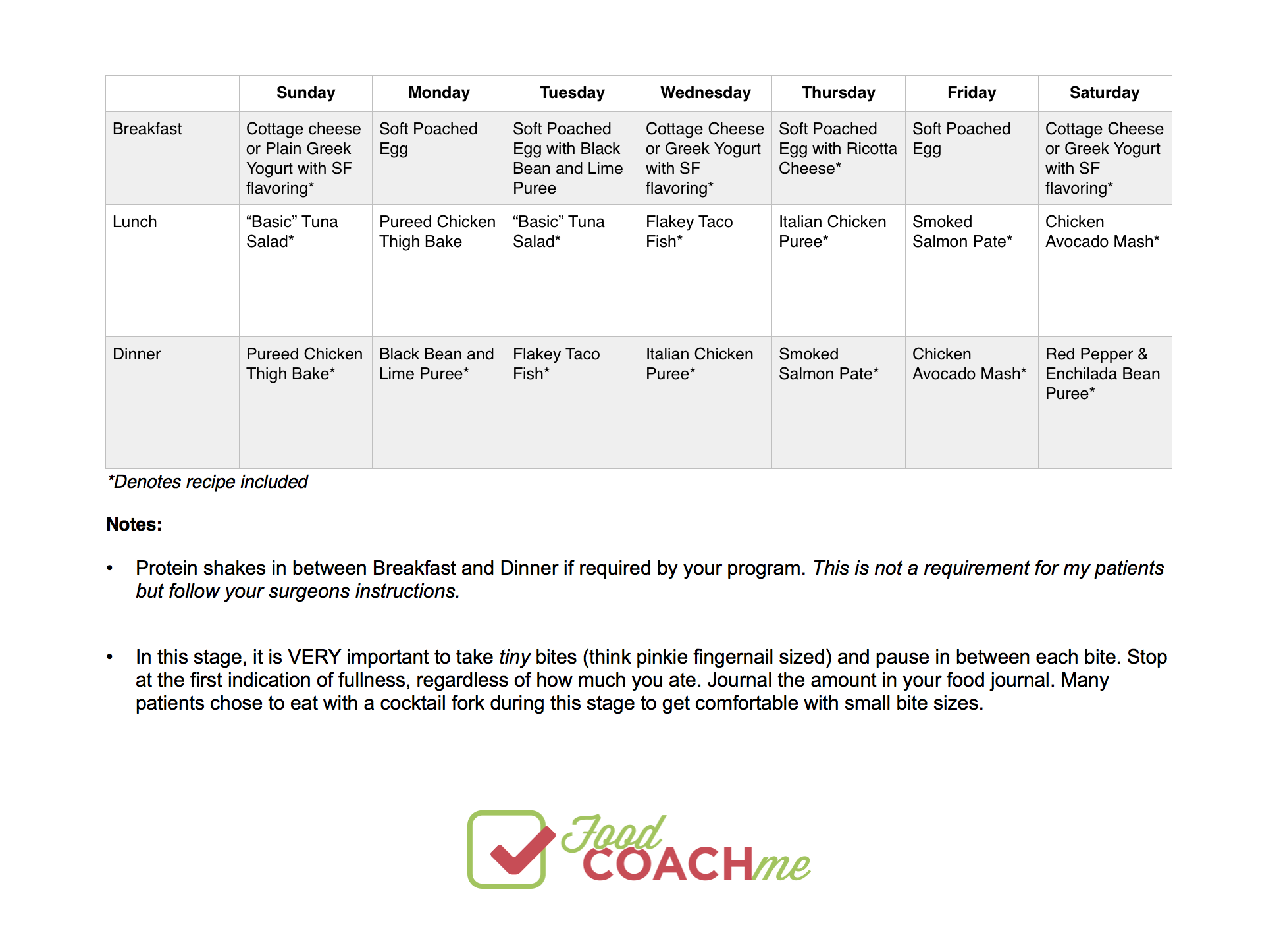 Pureed Diet Meal Plan for Members | Bariatric Food Coach