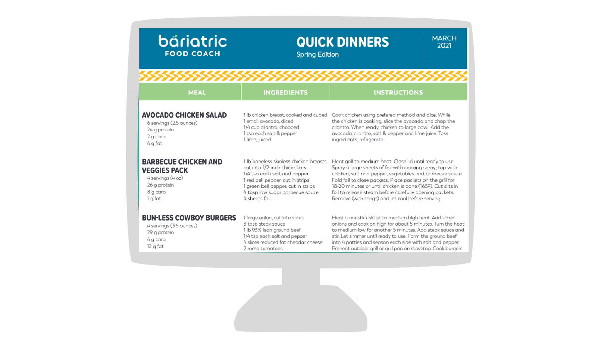 Quick Bariatric Dinners - Spring Edition